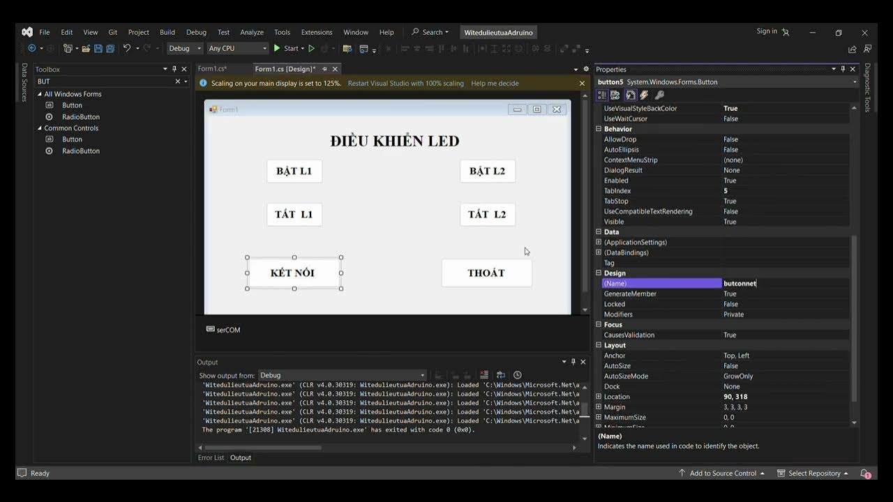 Sử dụng cổng Serial và giao diện Winform để điều khiển LED (P2) - YouTube