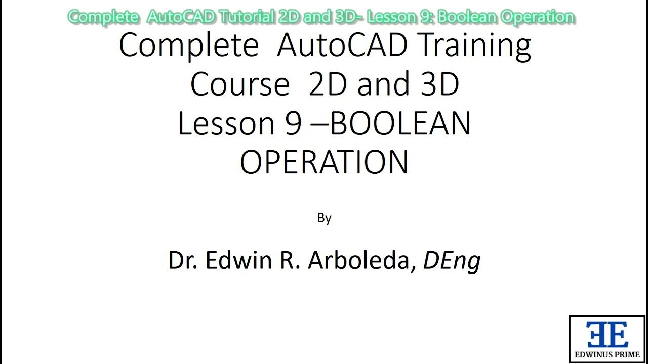 Complete Autocad Training Course Lesson 9 Boolean Operations Youtube