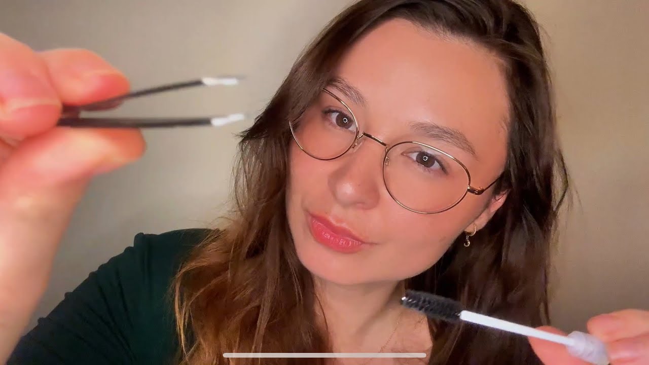 ASMR eyebrow trimming, spoolie brushing, coloring in 🤨👩‍🎨 ️ - YouTube