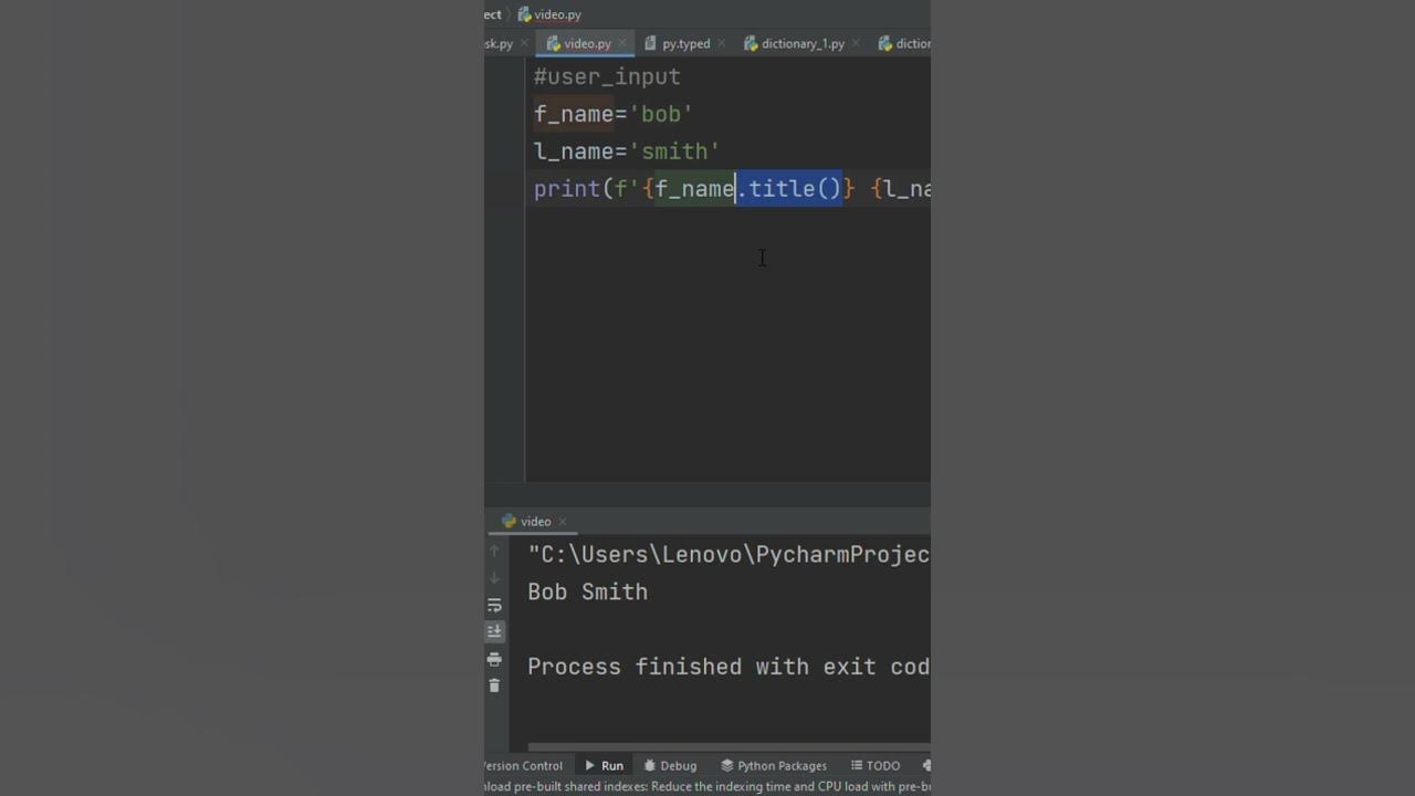 Python tutorial: title() function.#python #computerprogramming #pythonprogramming #pycharm - YouTube