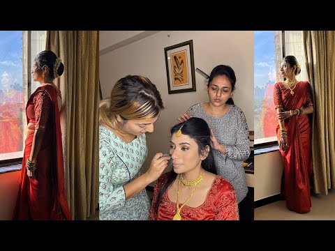South Indian Bridal Drape| Wedding Makeupartist Hustle | Nikksmua