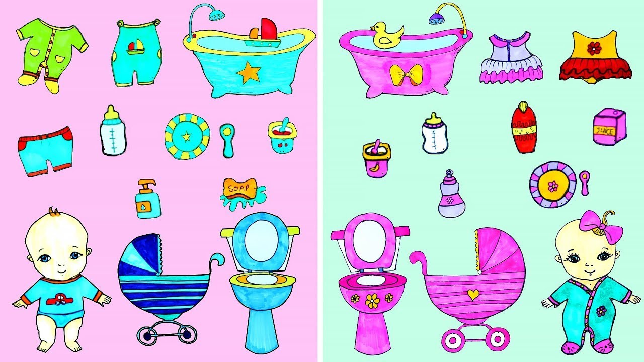 * Tips Dan Trik Boneka Kertas - Papercraft Kamar Mandi Perawatan Bayi ...