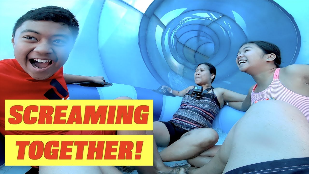 Screaming Together on Water Slide | Dark Tunnel Ride Sliding | Lazy ...