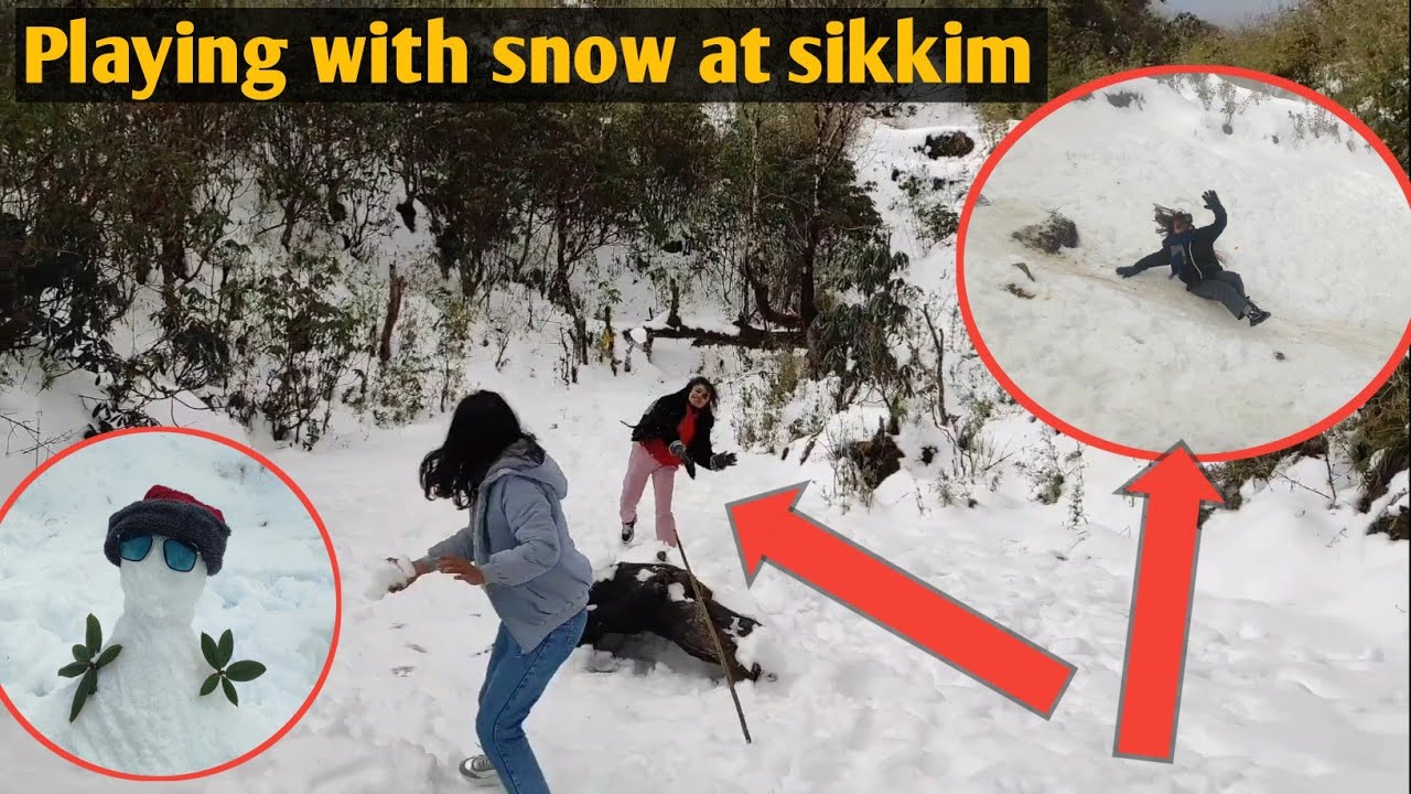 Snowfall at sikkim maenam hill bhaleydhunga - YouTube