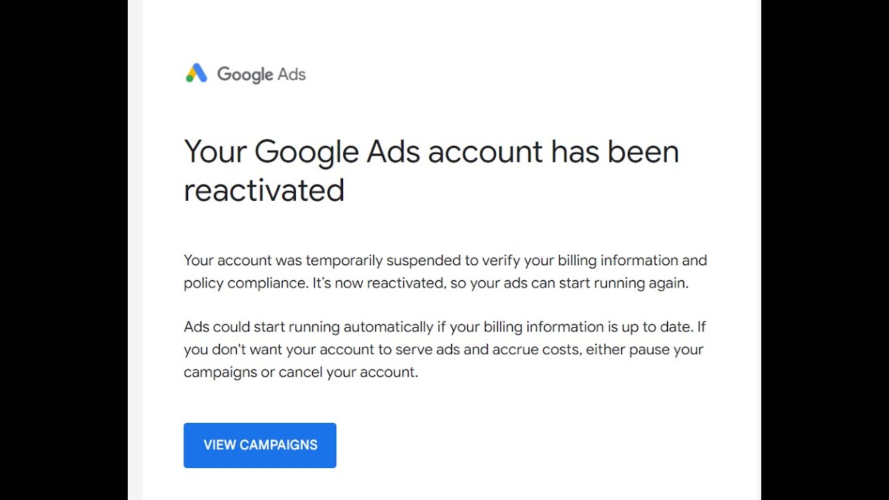 Fix Google Ads Account Suspended For Suspicious Payment. Reactive ...