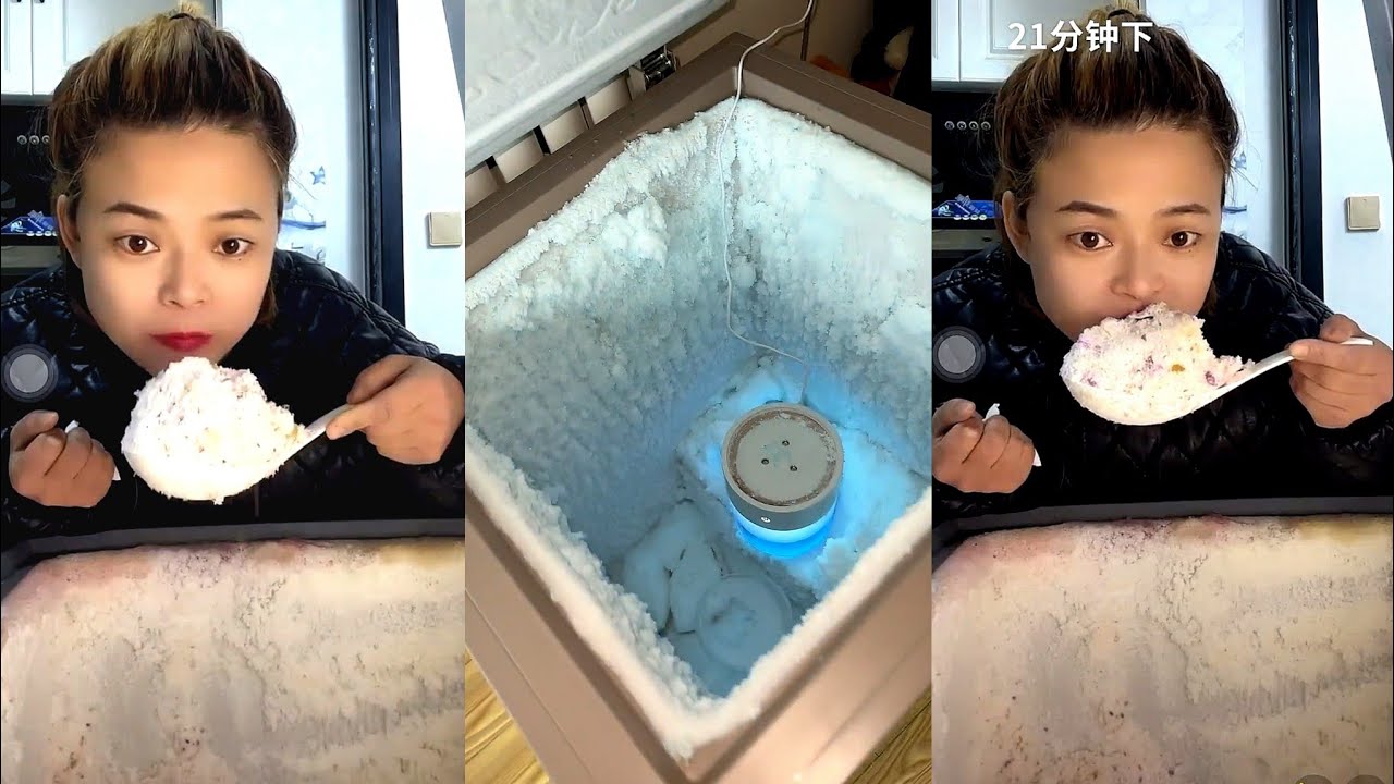 ASMR SHAVED ICE EATING / FREEZER FROST EATING / WHITE ICE. ICE EATING ...