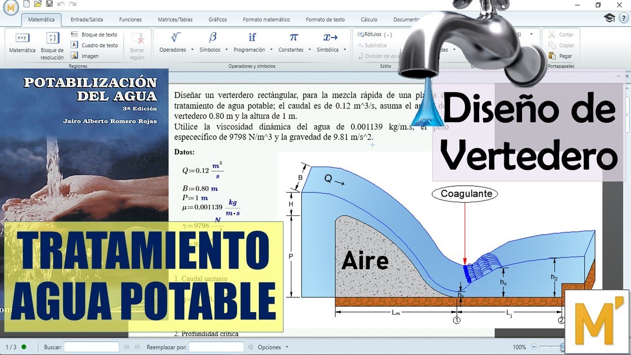 Diseño de Vertedero rectangular para Mezcla rápida en Planta de TRATAMIENTO de AGUA POTABLE ...