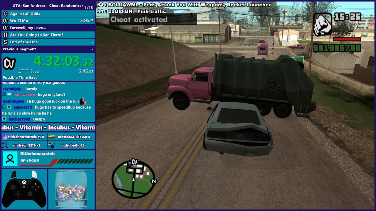 GTA San Andreas Cheat Randomizer Speedrun Part 2 - Hugo_One Twitch ...