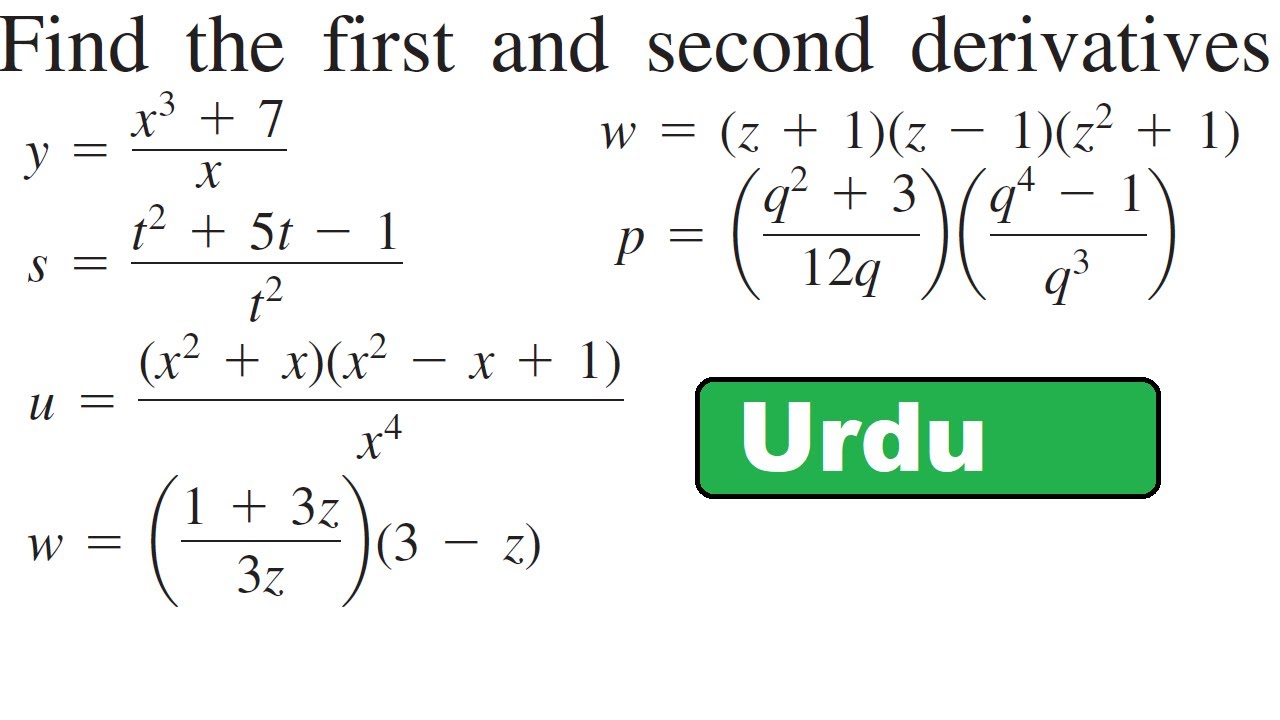 Find First And Second Order Derivative In Calculus Thomas Calculus Find First And Second Order Derivative In Calculus Thomas Calculus