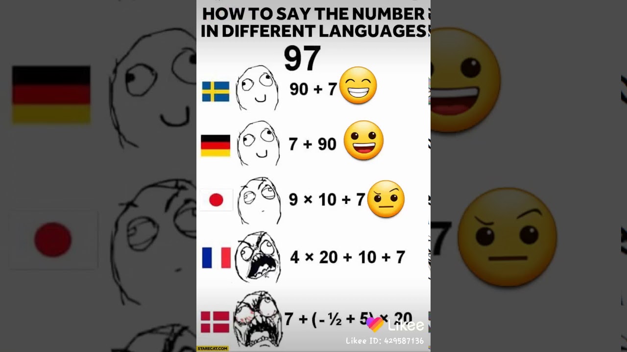 How to say the Number 97 in different Languages 🙄🤦‍♀️ - YouTube