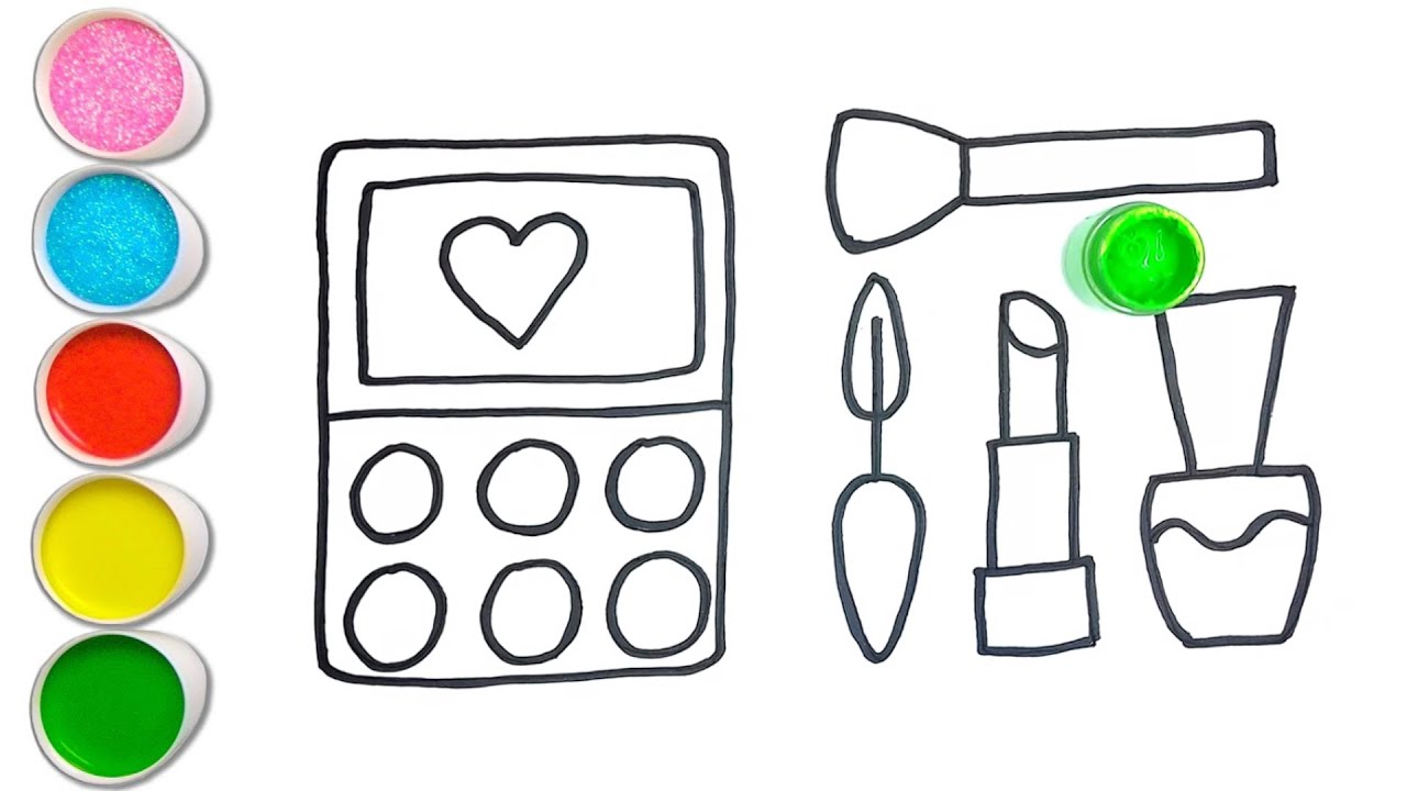 How to Draw Make Up Set (Brush, Lipstick, and Powder) l Drawing ...