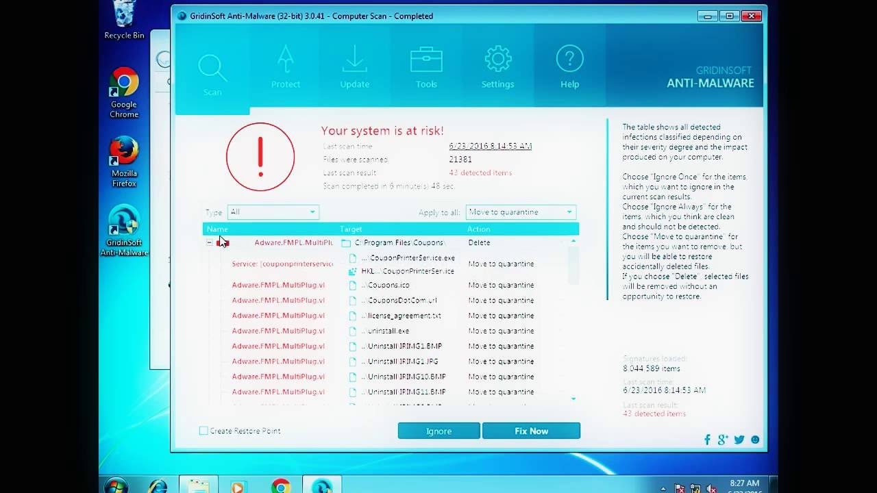 How Gridinsoft Anti-Malware remove Cupon Printer adware - YouTube