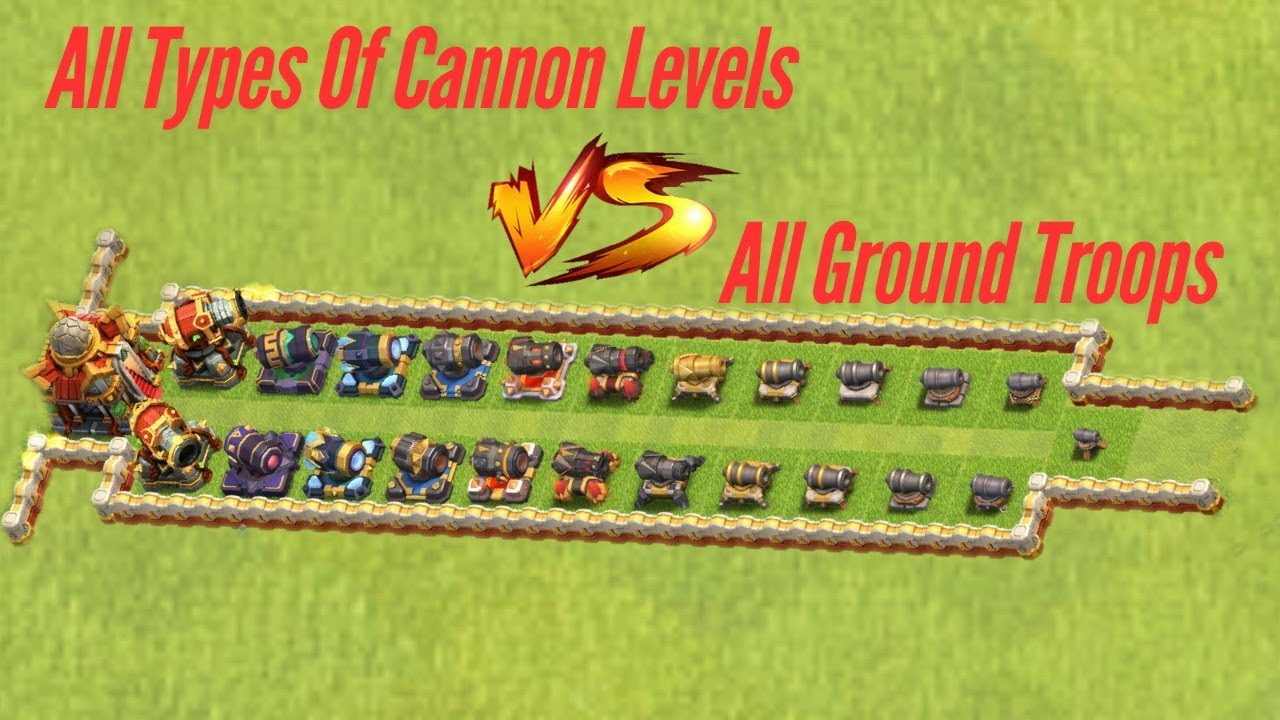 Cannon Challenge || All Levels Of Cannons Vs All Ground Troops || Clash ...