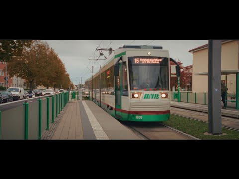 Germany, Magdeburg, tram 15 ride from Raiffeisenstraße to Steig C