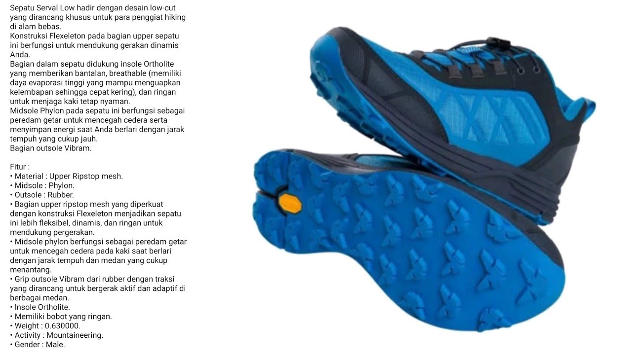 EIGER SERVAL LOW MEN SHOES OCEAN || 910008921 || SEPATU HIKING EIGER VIBRAM - YouTube