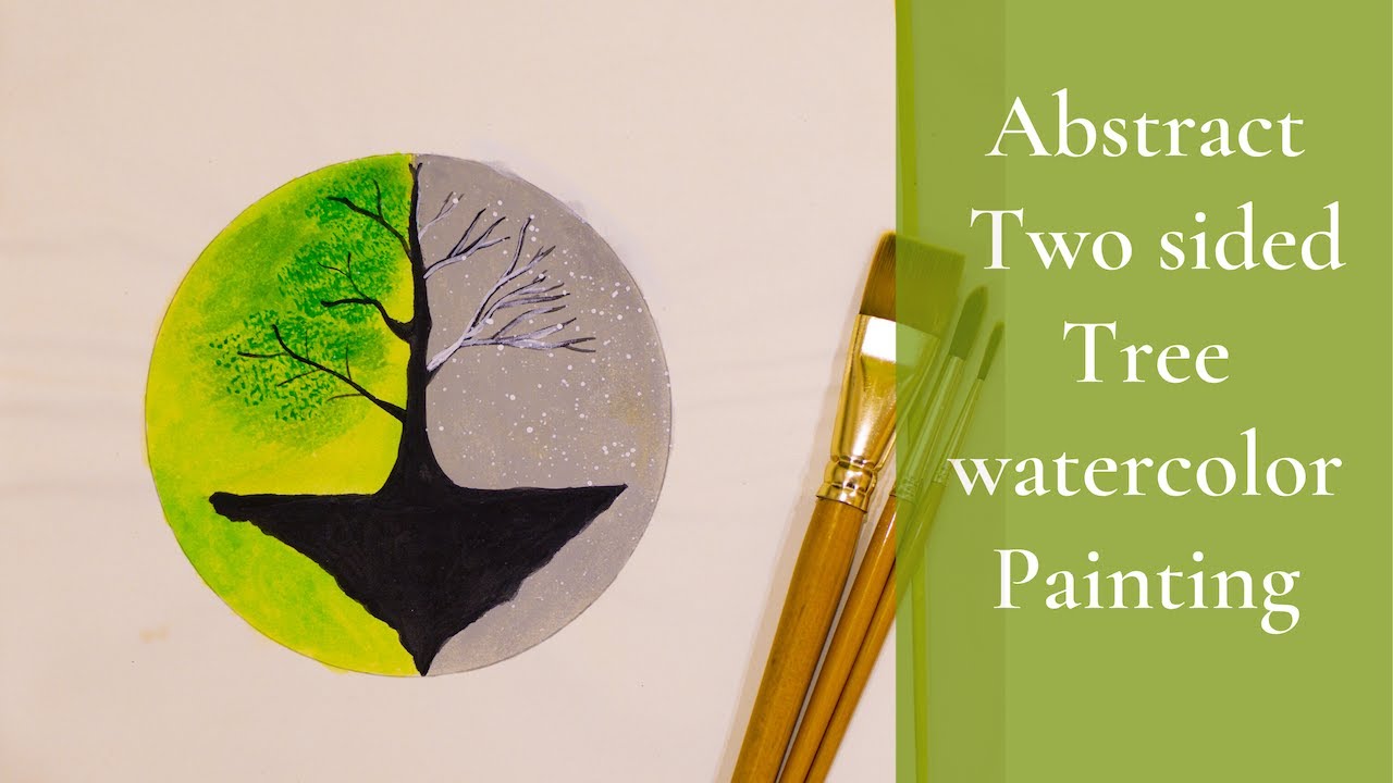 Abstract Two Sided Tree Watercolor Painting - YouTube