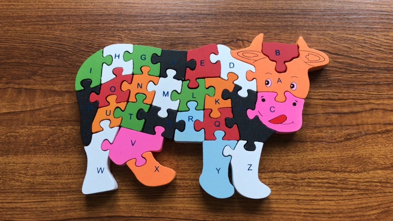 Learn the ABC Cow Wooden Puzzle Jigsaw Finger Family Song Johnny Johnny ...