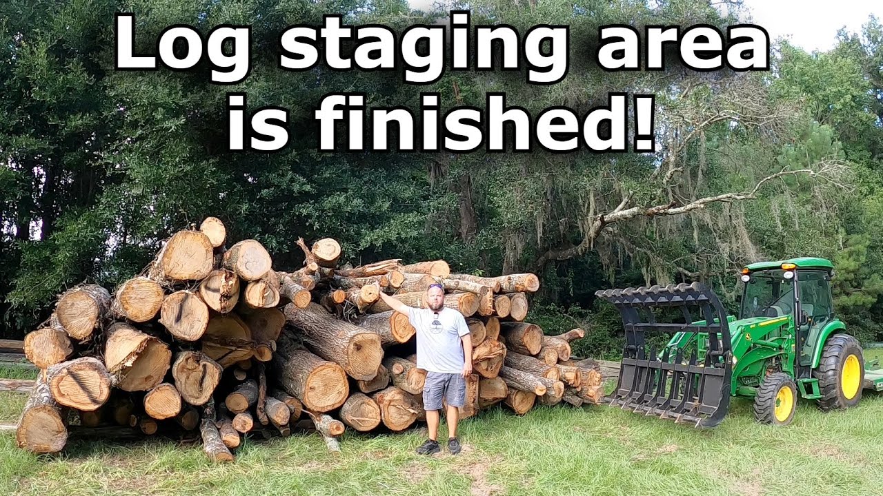 Log staging area complete! John Deere 4066R and tractor grapple! #812 ...