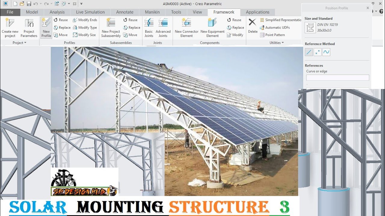 SOLAR MOUNTING STRUCTURE DESIGN || CREO FRAMEWORK TUTORIAL - YouTube