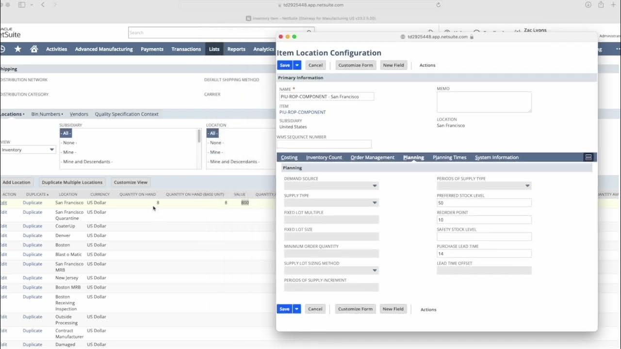 NetSuite Supply Planning Reorder Point - YouTube