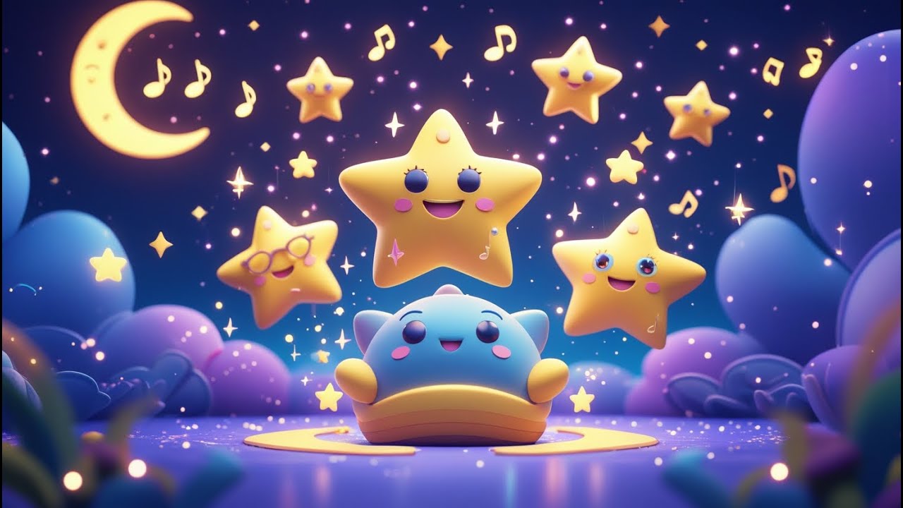 Five Little Stars Twinkling Bright 🌟 | Counting Song for Kids # ...