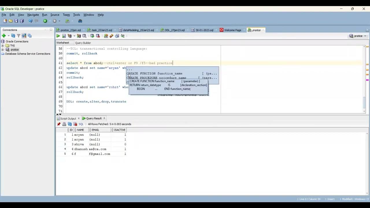 Tcl In Sql Controlling Transactions In Oracle With Realtime Examples Youtube