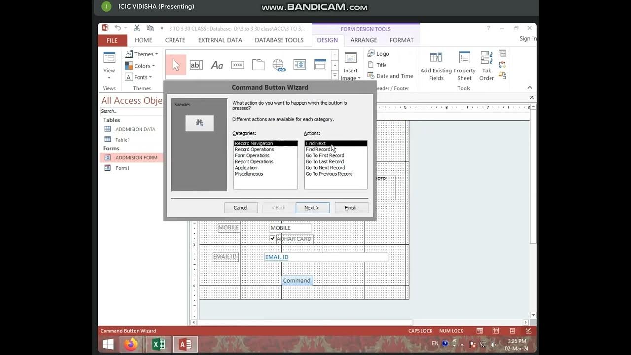 3:00 TO 3:30 PART-3 FORM DESIGN IN MS ACCESS 2013 BY SONAM RAJPUT ( 2 MARCH 2024) - YouTube