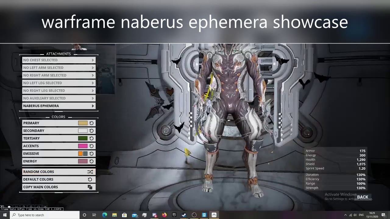 warframe naberus ephemera showcase - YouTube