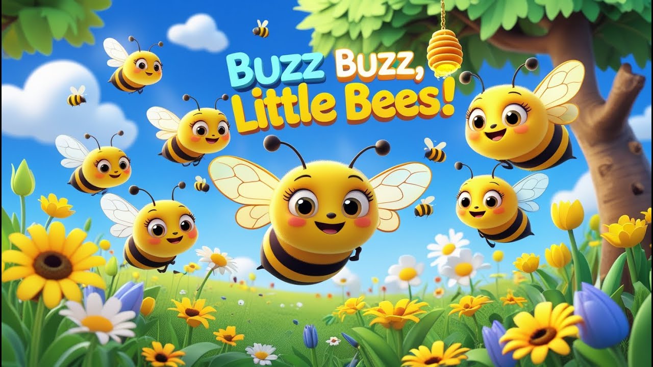 🐝🎶 Buzz Buzz, Little Bees! 🐝 | Fun & Cute Kids' Song | Sing Along ...