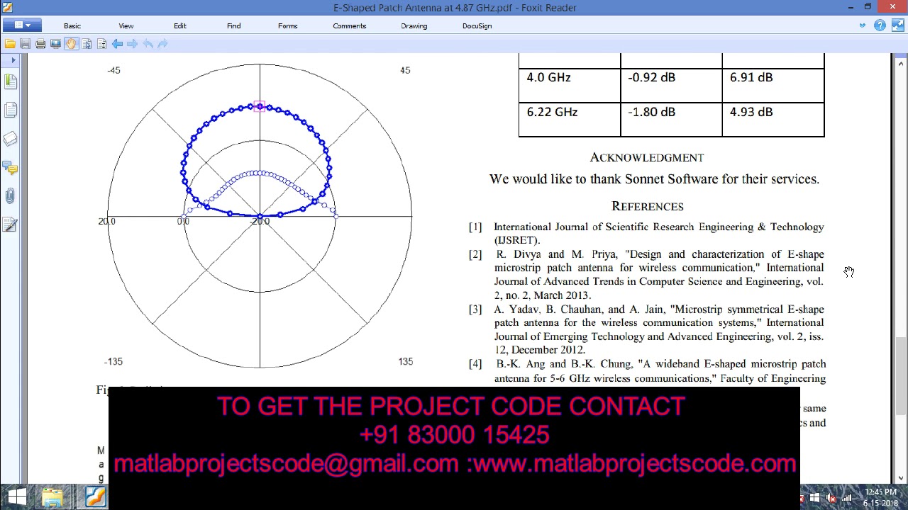 Matlab design for E Shaped Patch Antenna at 4.87 GHz - YouTube