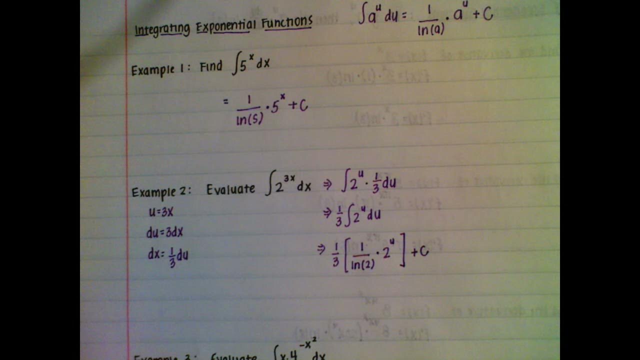 Integration of Exponential Functions Examples (a^x) - YouTube