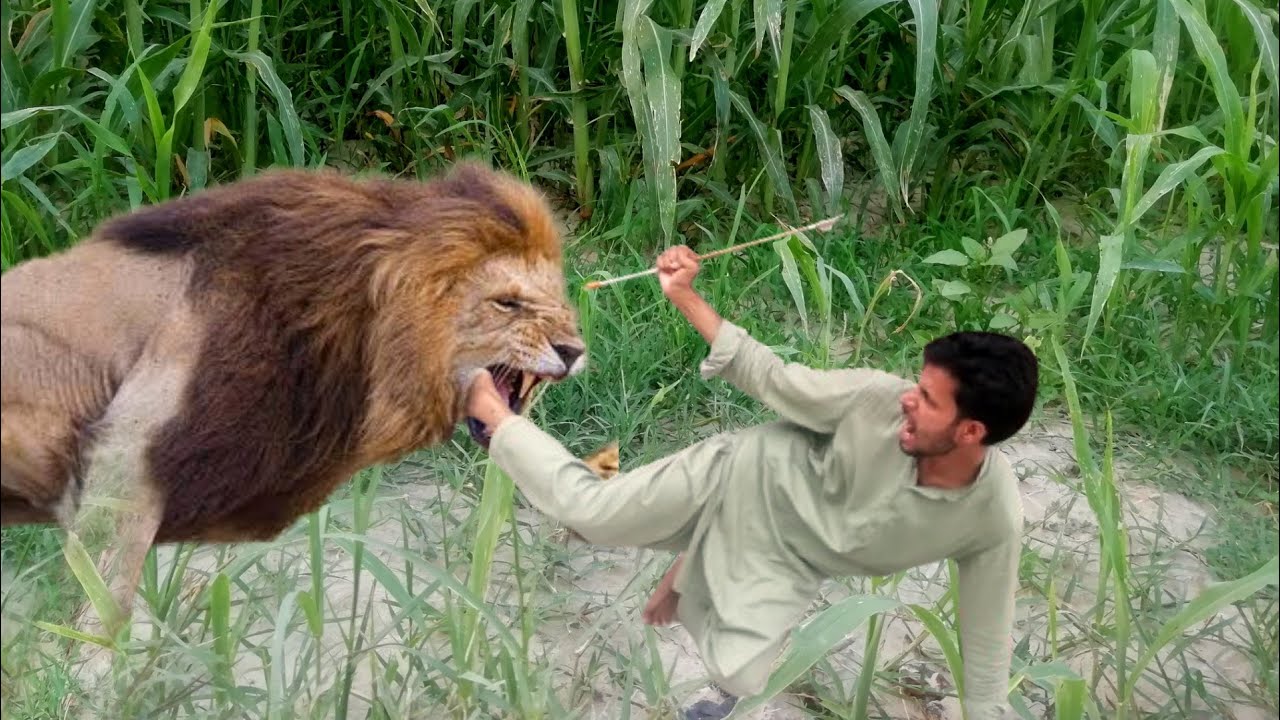 Most scariest lion attack on man in the forest | lion attack story ...