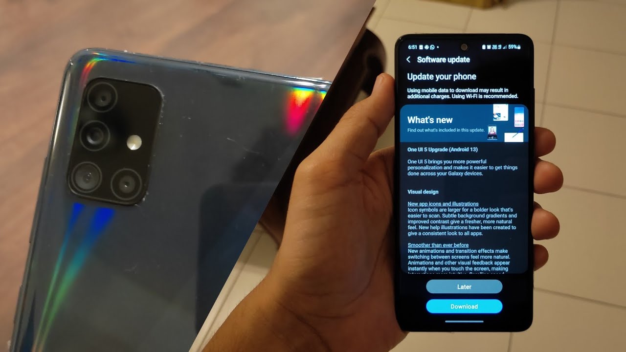 Samsung Galaxy A51 4G Just hit an Android 13 OneUi 5 Update - YouTube