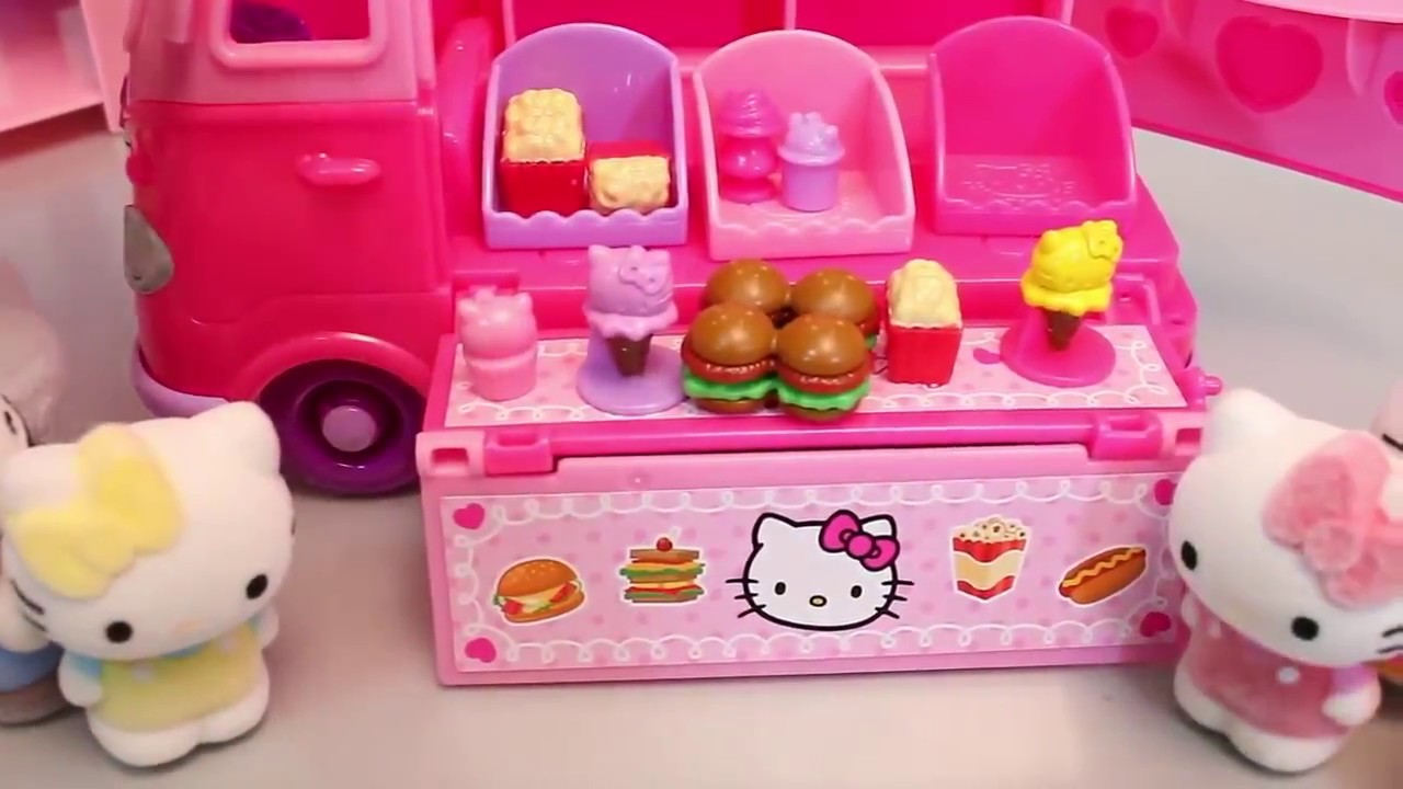 Hello Kitty Camper Burger Snack Van Cars Toys - Cream Food Baby - YouTube