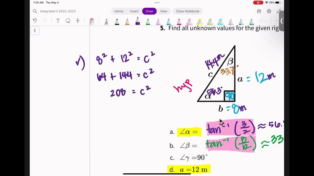 Solve a Right Triangle Using Trigonometric Ratios and the Pythagorean ...
