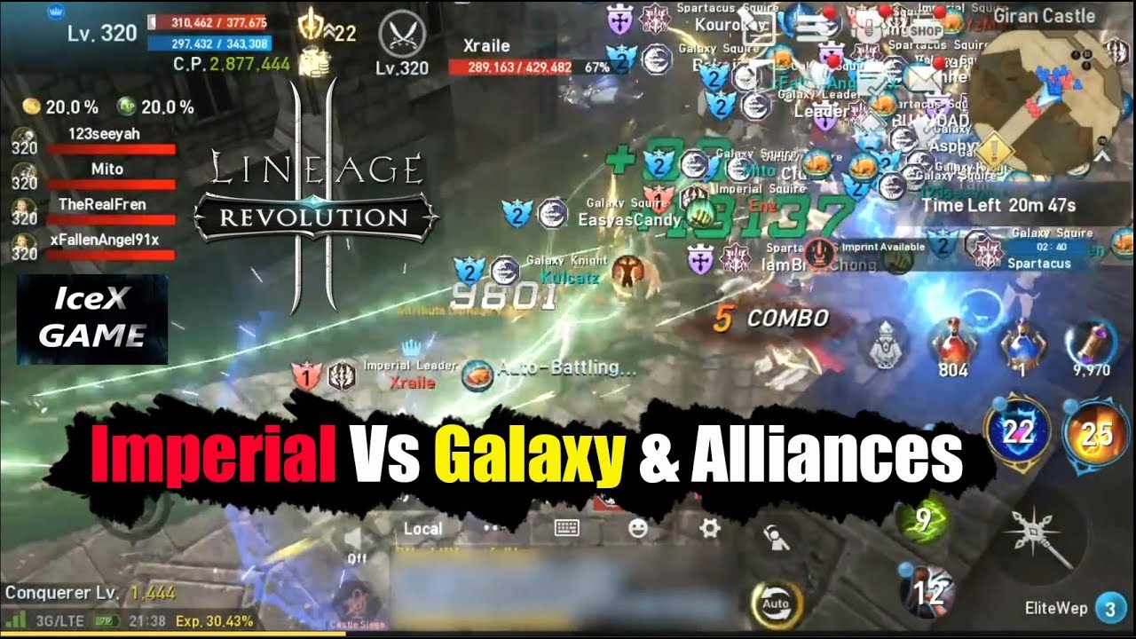 Lineage 2 Revolution Imperial Vs Galaxy & Alliances Castle Siege - YouTube