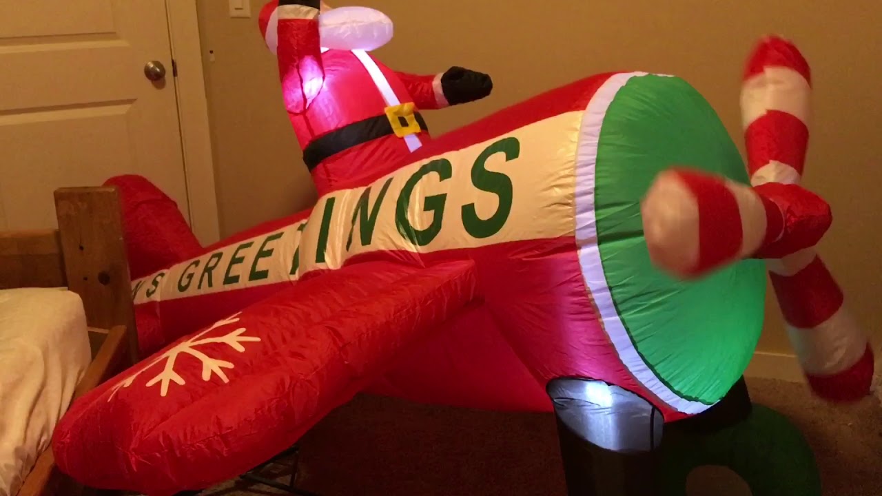 8FT Inflatable Animated Santa Flying plane! - YouTube
