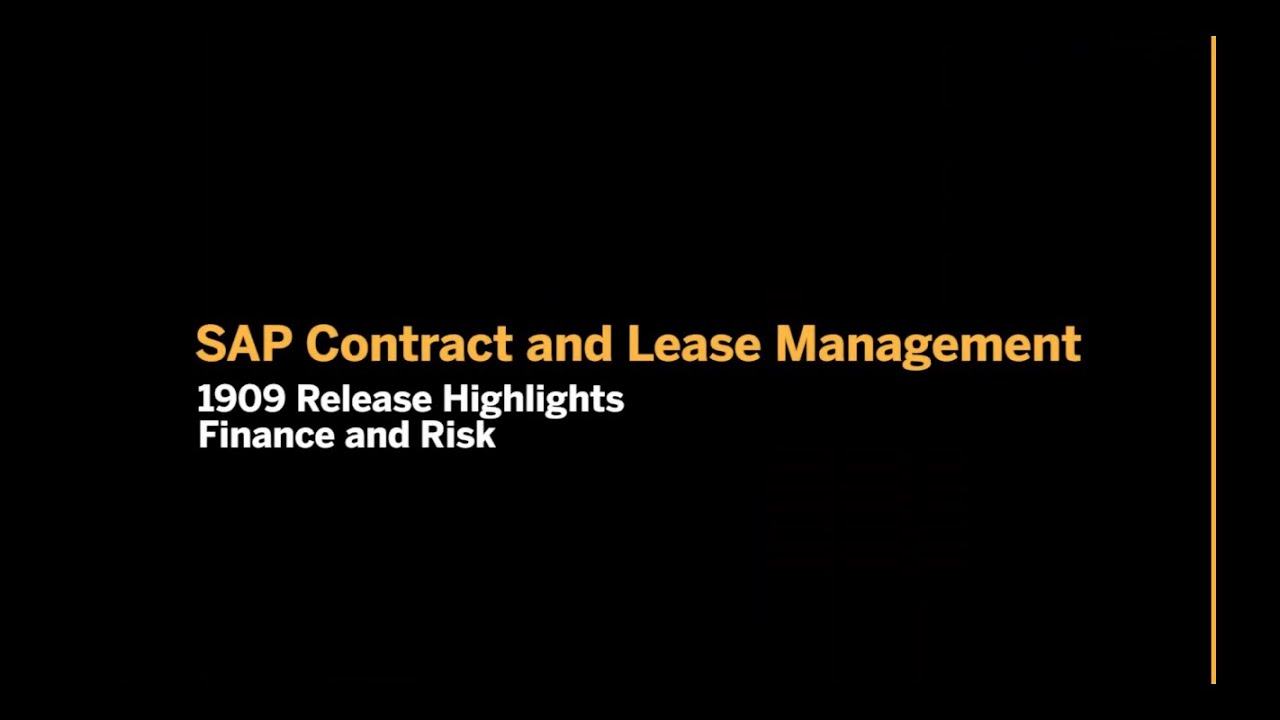 SAP S/4HANA 1909 | SAP Contract and Lease Management - YouTube