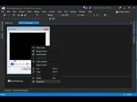 Add a Media Player Control In Visual Basic - Part 1 - YouTube