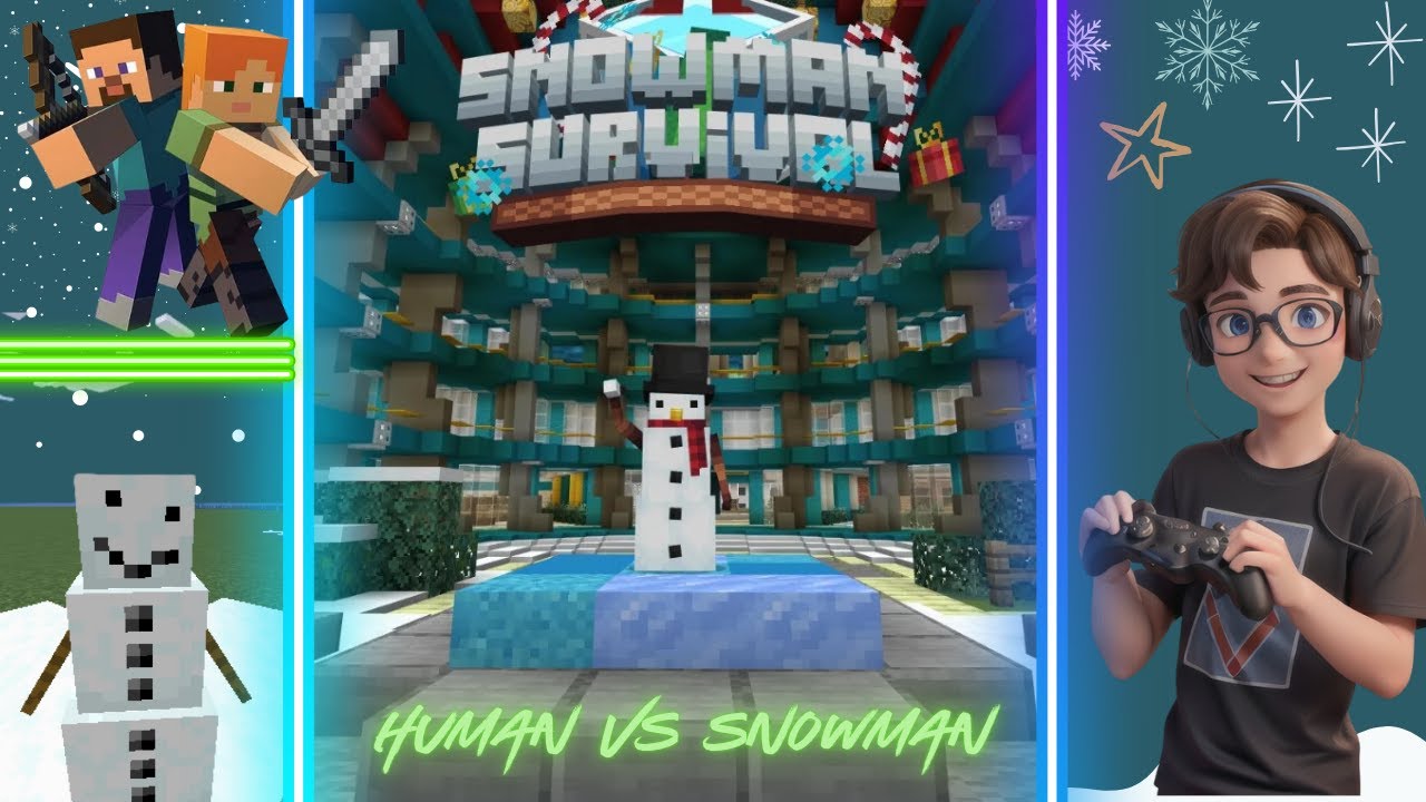 SNOWMAN VS. HUMAN IN CUBE CRAFT SNOWMAN SURVIVAL @I_am_Gamer1016 - YouTube