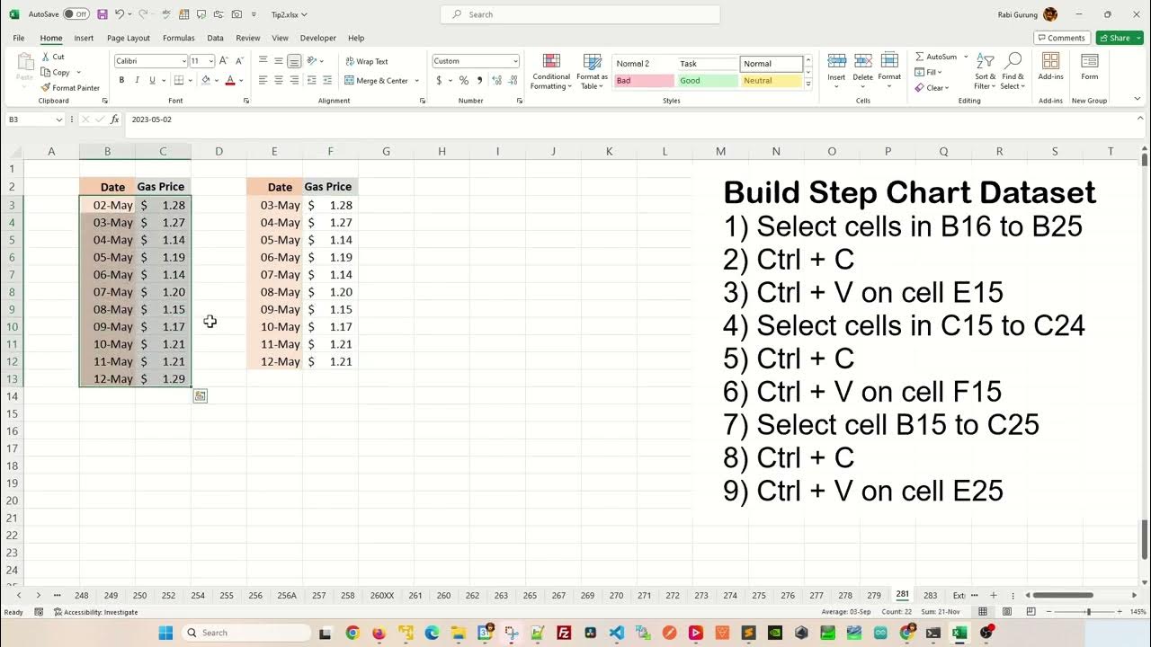 How to Create a Step Chart in Excel - Excel Tips and Tricks - YouTube