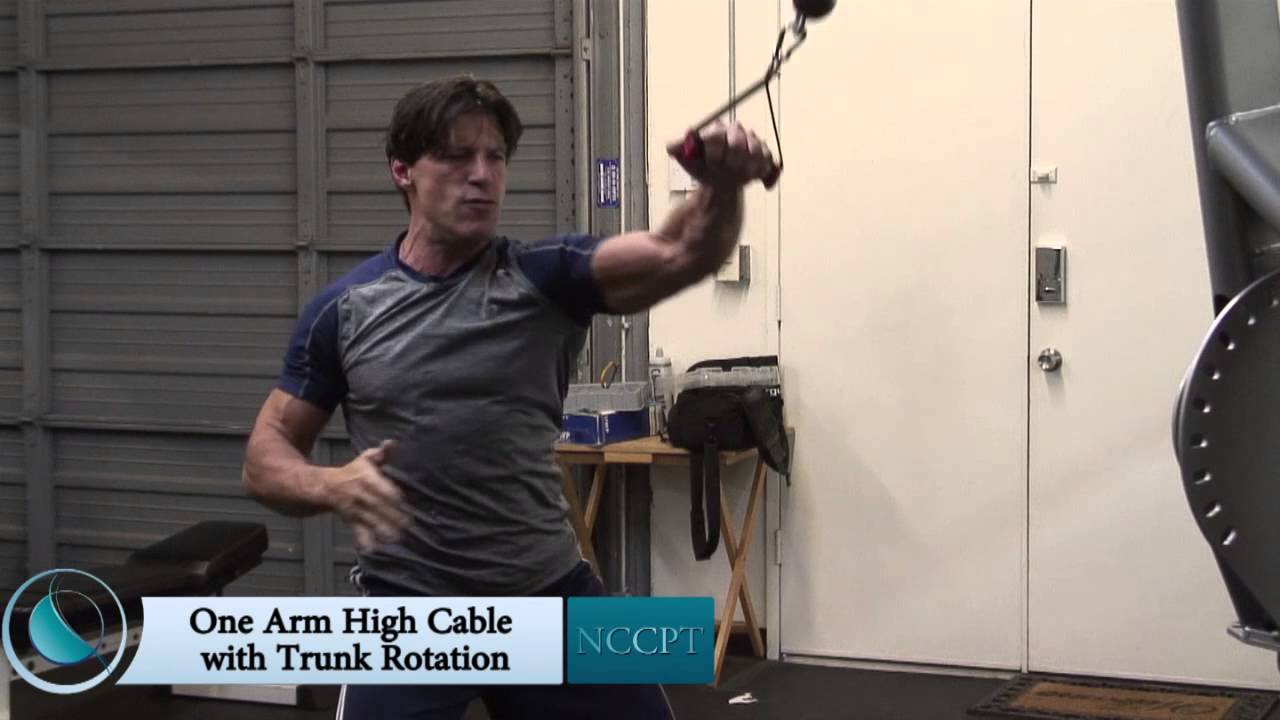 one arm high cable with trunk rotation - YouTube