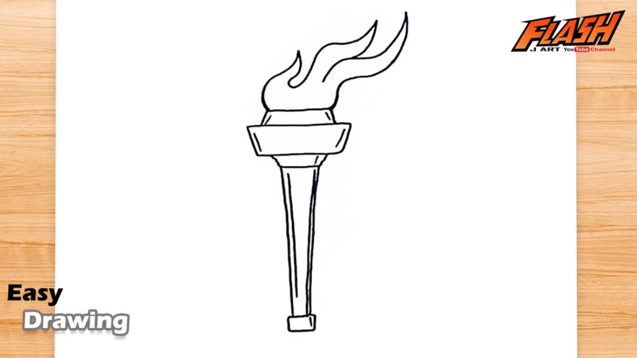 how to draw TORCH step by step - YouTube