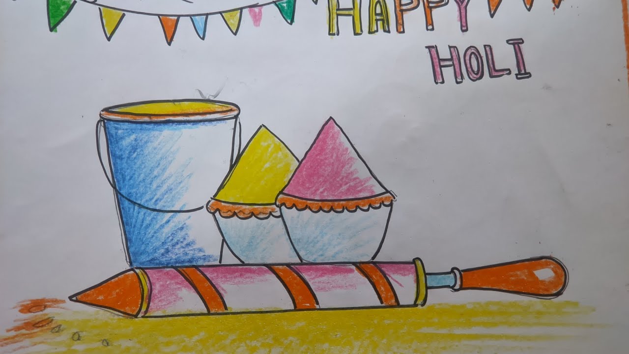 #holi special drawing for kids //happy Holi - YouTube