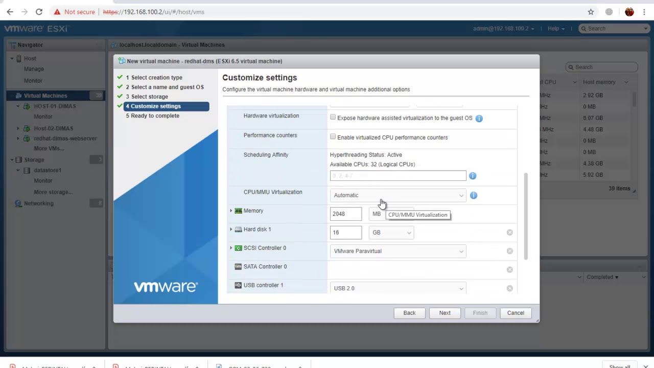 membuat virtual mesin di VMWARE ESXi - YouTube