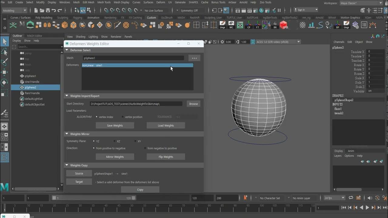 Maya Deformer Weight Transfer-2 - YouTube