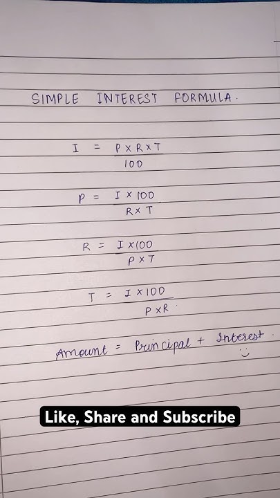 Simple Interest Formula. #simpleinteresttricksandtips #simpleinteresttrick #simpleinterest # ...