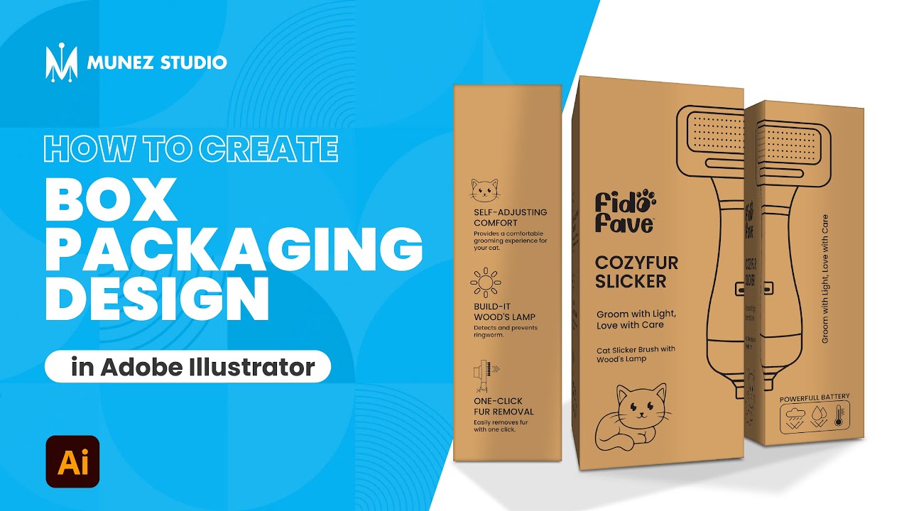 How to Create Box Packaging Design in Adobe Illustrator ep2 | Munez ...
