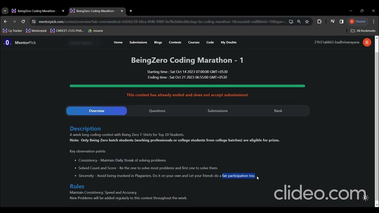 Coding Marathon - BeingZero mentorpick - YouTube