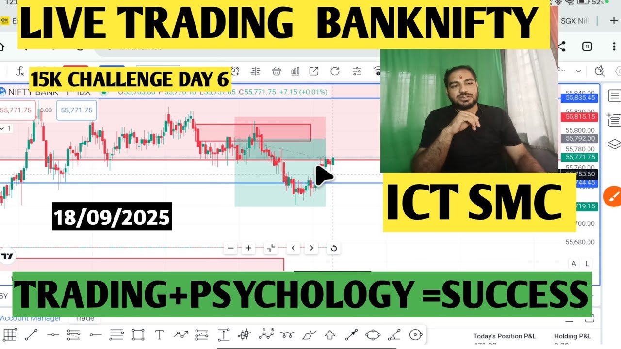 BankNifty Live Trading | 15K Challenge Day 6 | Order Block + FVG ...